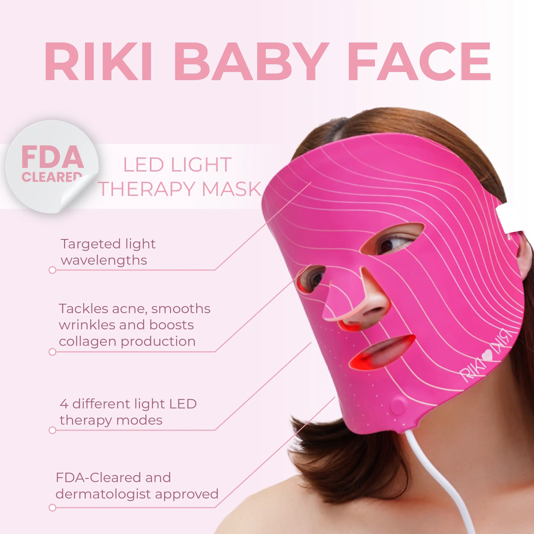 RIKI BABY FACE | Best LED skincare therapy mask for wrinkles & acne