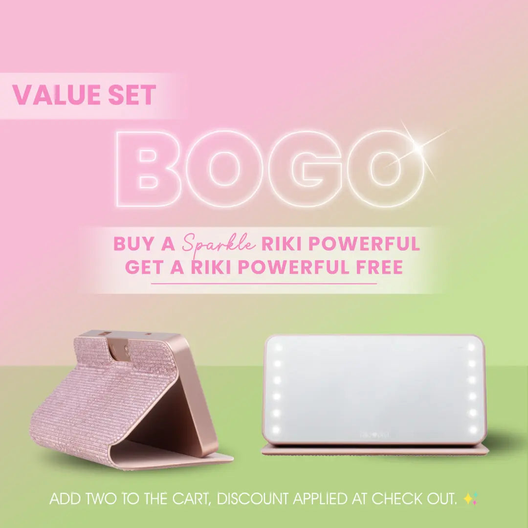 Sparkle RIKI POWERFUL Your On-the-Go LED Mirror & Power Bank Combo