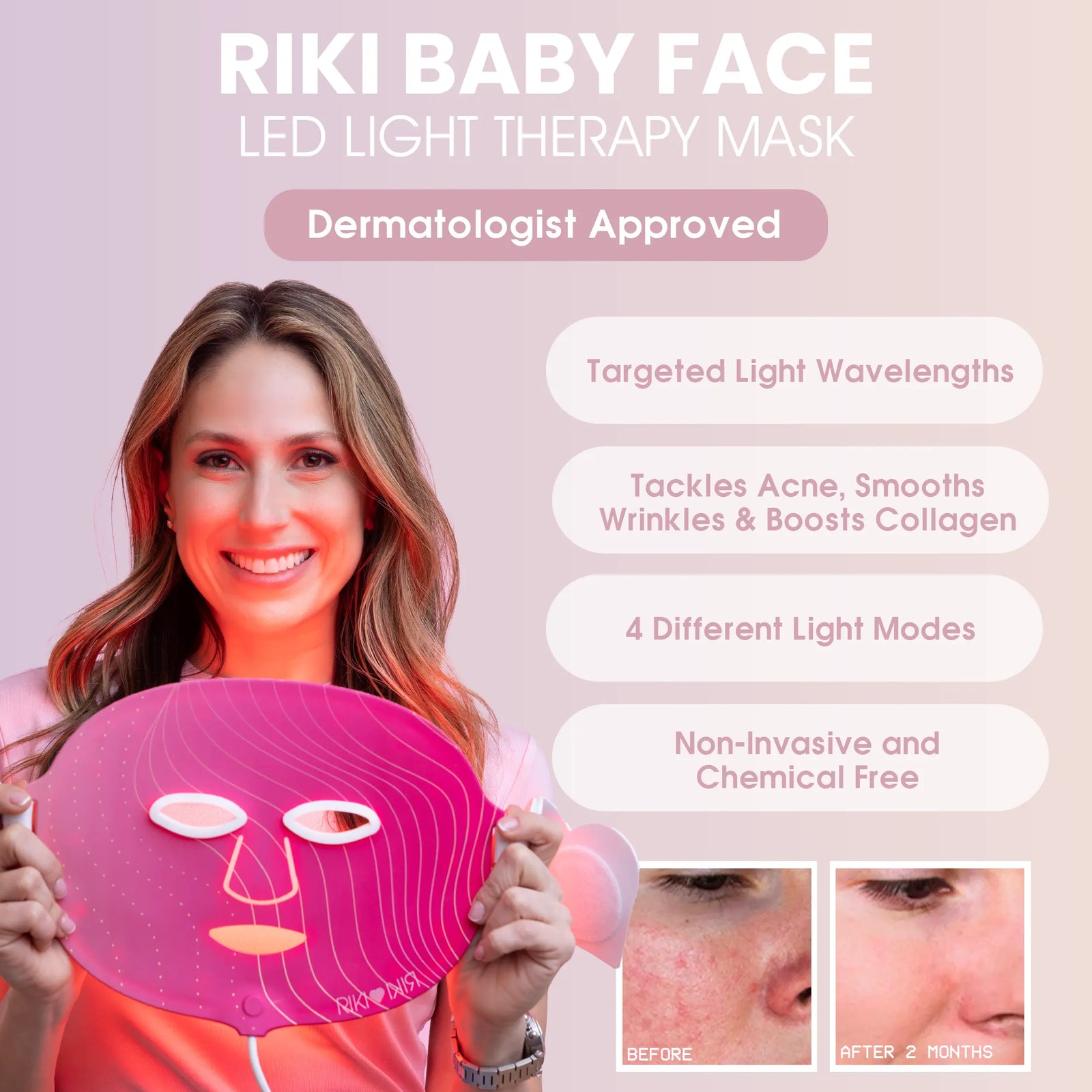 RIKI BABY FACE | Best LED skincare therapy mask for wrinkles & acne