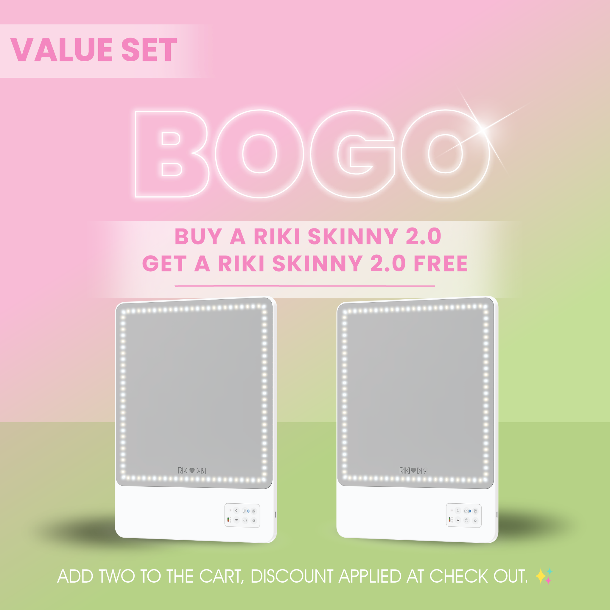 RIKI SKINNY DUO The Ultimate Warm & Cool Lighting LED Makeup Mirror ...